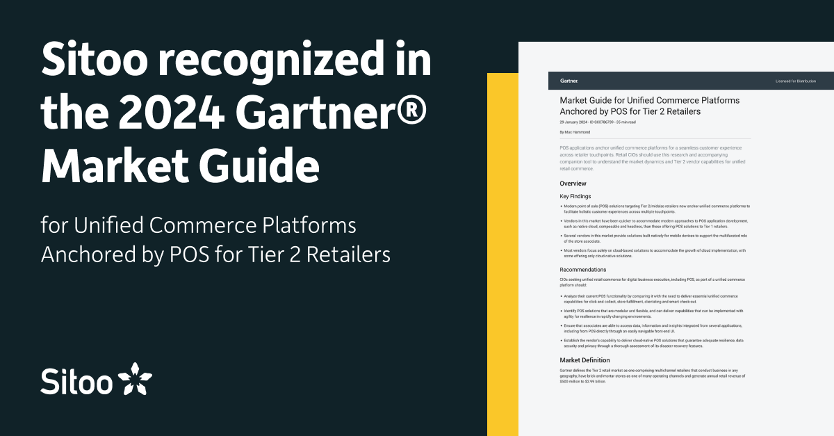 Gartner Market Guide for Unified Commerce Platforms Anchored by POS